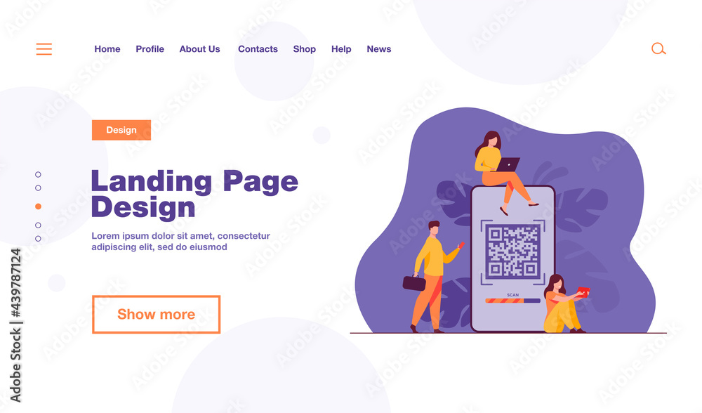 Tiny people using QR code for online payment isolated flat vector ...