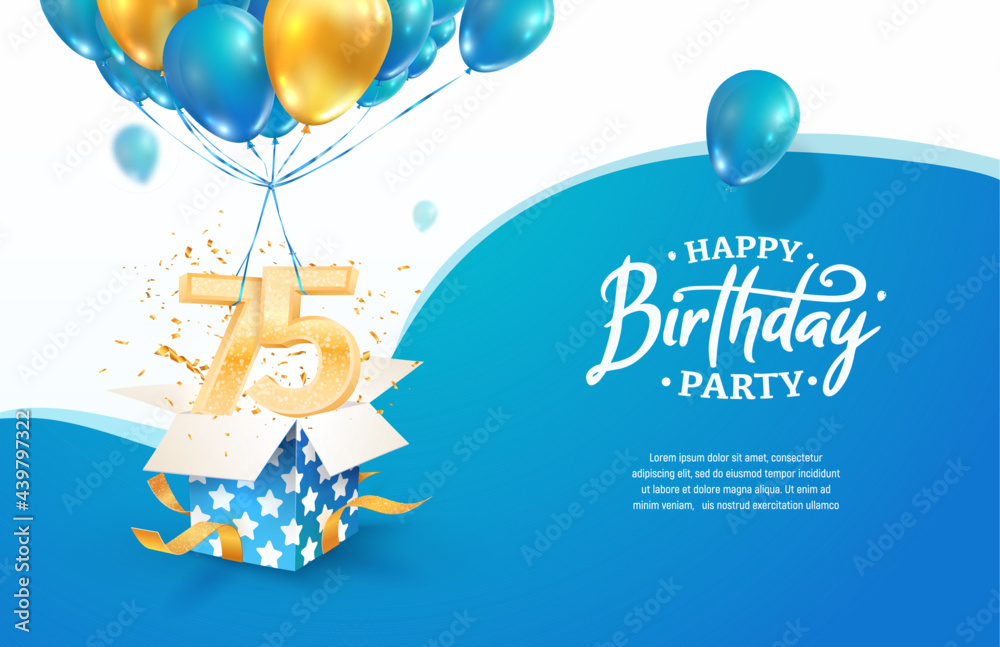 Celebrating 75th years birthday vector illustration. Seventy five ...