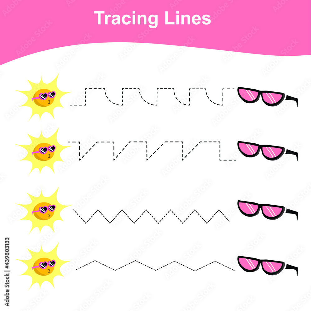 Tracing Lines Game Summer Edition. Worksheet activity for preschool ...