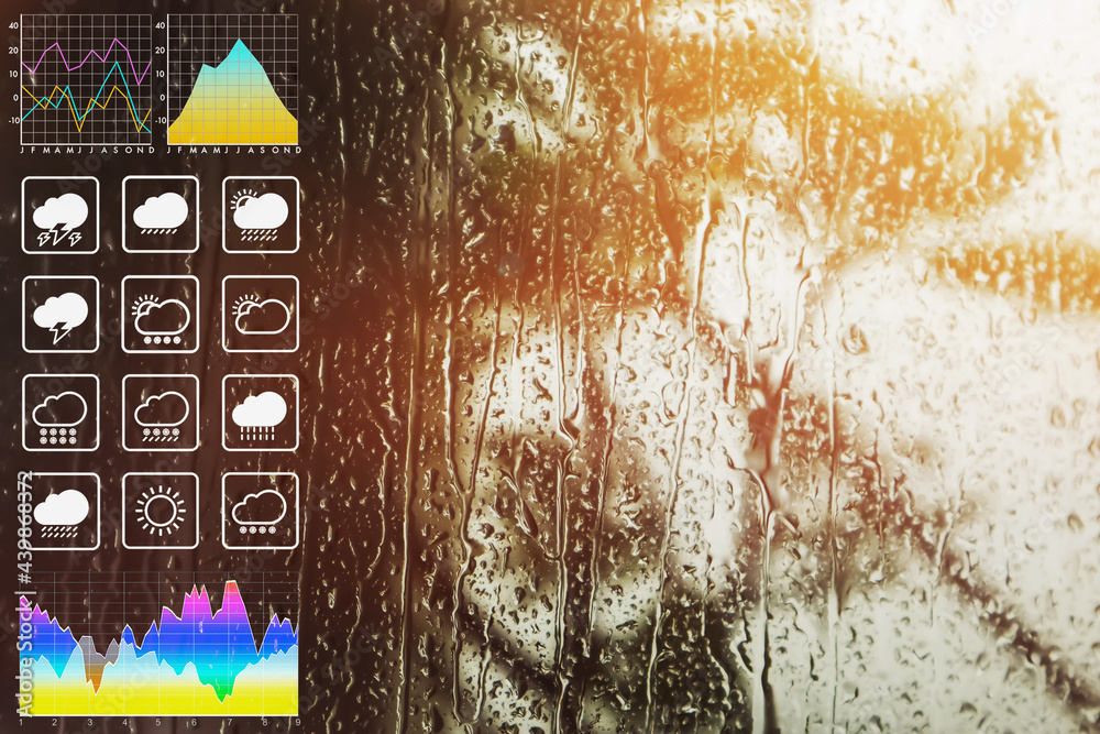Weather forecast symbol data presentation with graph and chart on ...