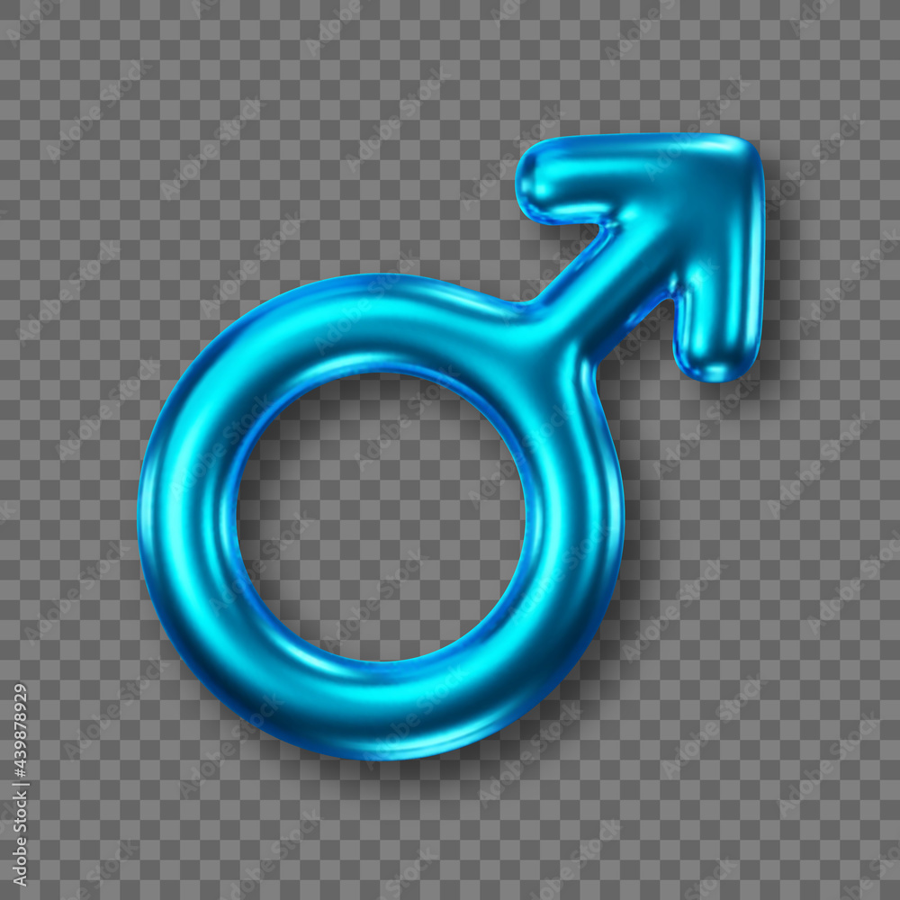 Shiny blue male gender symbol isolated on transparent background Stock ...