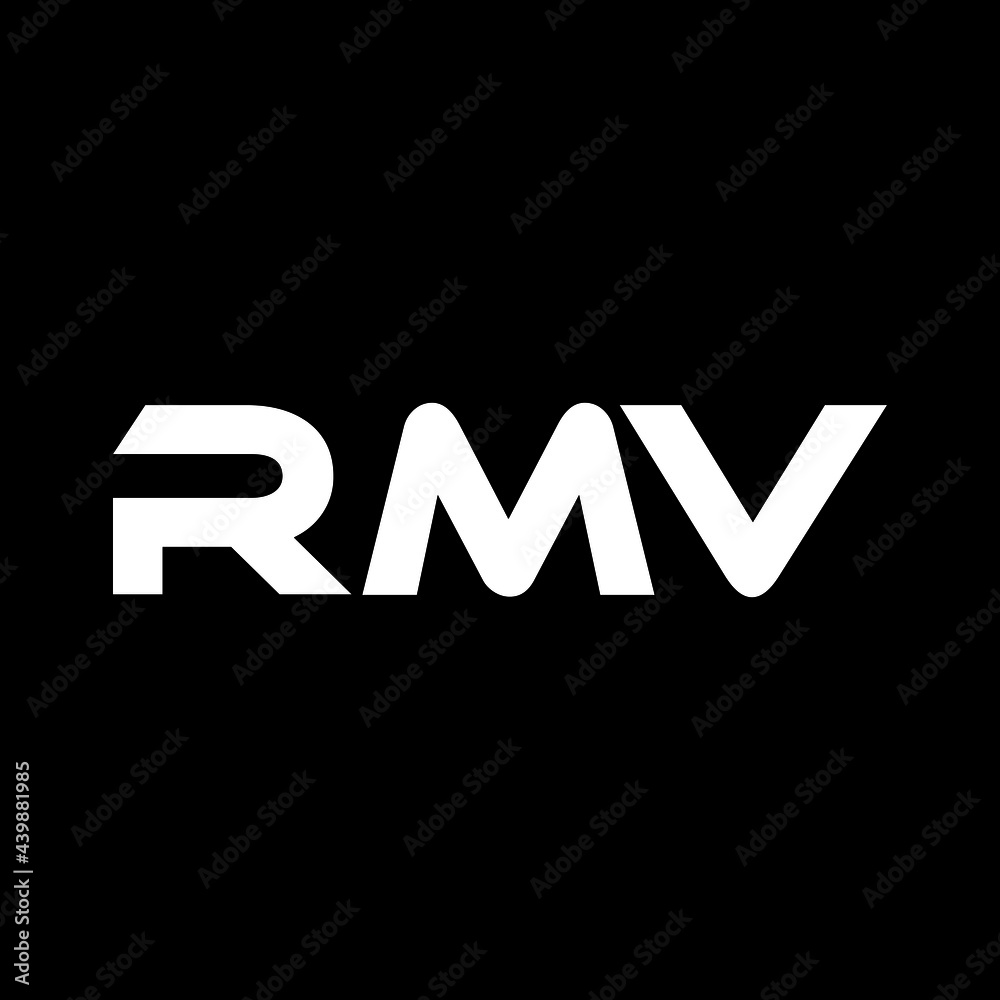 Stock-Vektorgrafik „RMV letter logo design with black background in ...