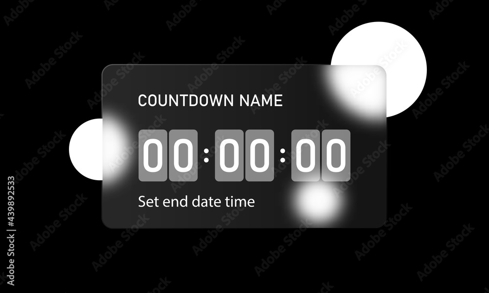 Glassmorphism style. Countdown timer counter icon. Remaining countdown ...