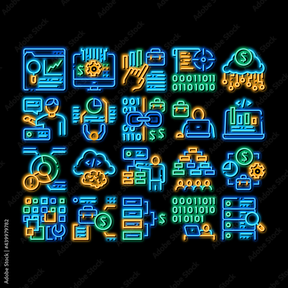 Data Scientist Worker neon light sign vector. Glowing bright icon ...