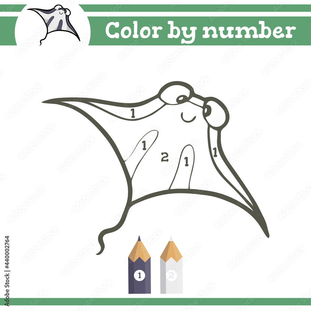 Color by numbers. Coloring page for preschool children. Learn numbers ...