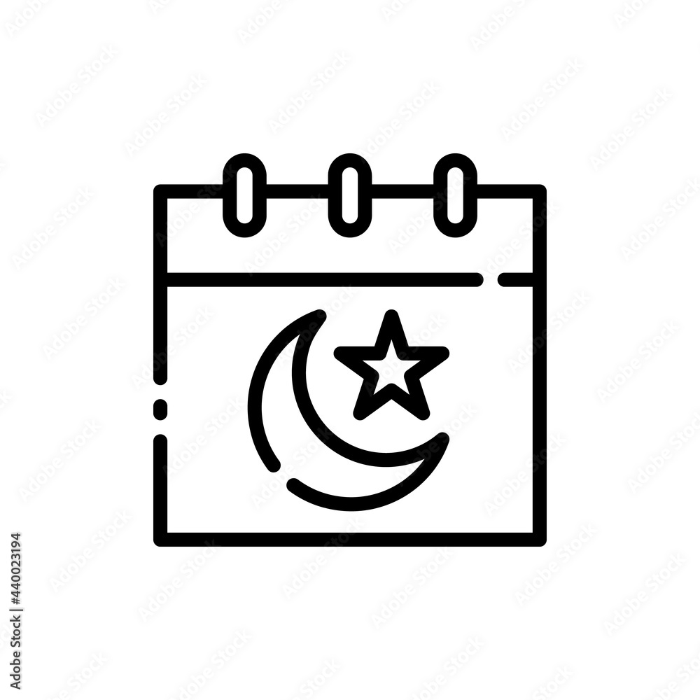 Ramadan Islamic Calendar Vector Icon in Outline Style. A calendar with ...