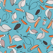 Seamless Nautical Pelican Pattern Free Stock Photo - Public Domain Pictures