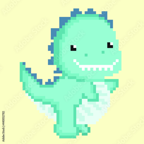 Cute dinosaur pixel art. Dino 8 bit. Dinosaur Pixelate. vector ...