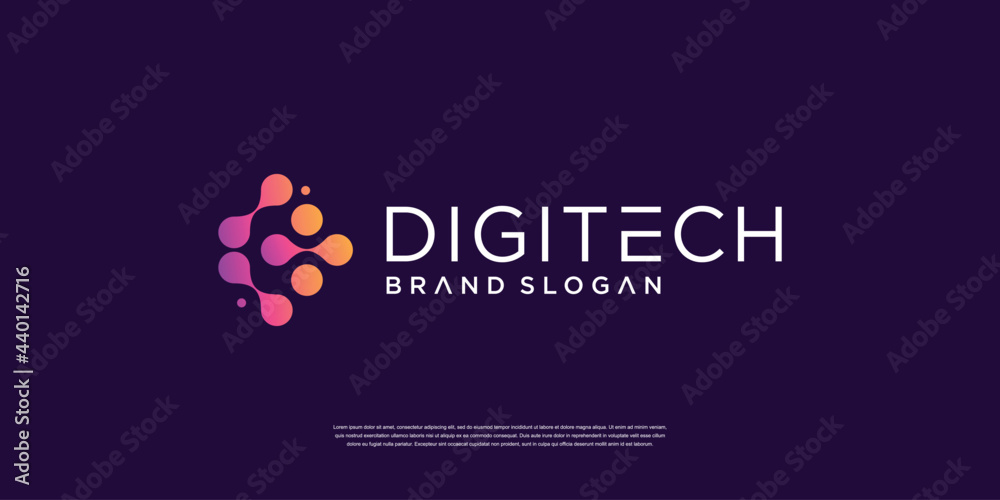 Digital technology logo with molecule concept Premium Vector Stock Vector | Adobe Stock
