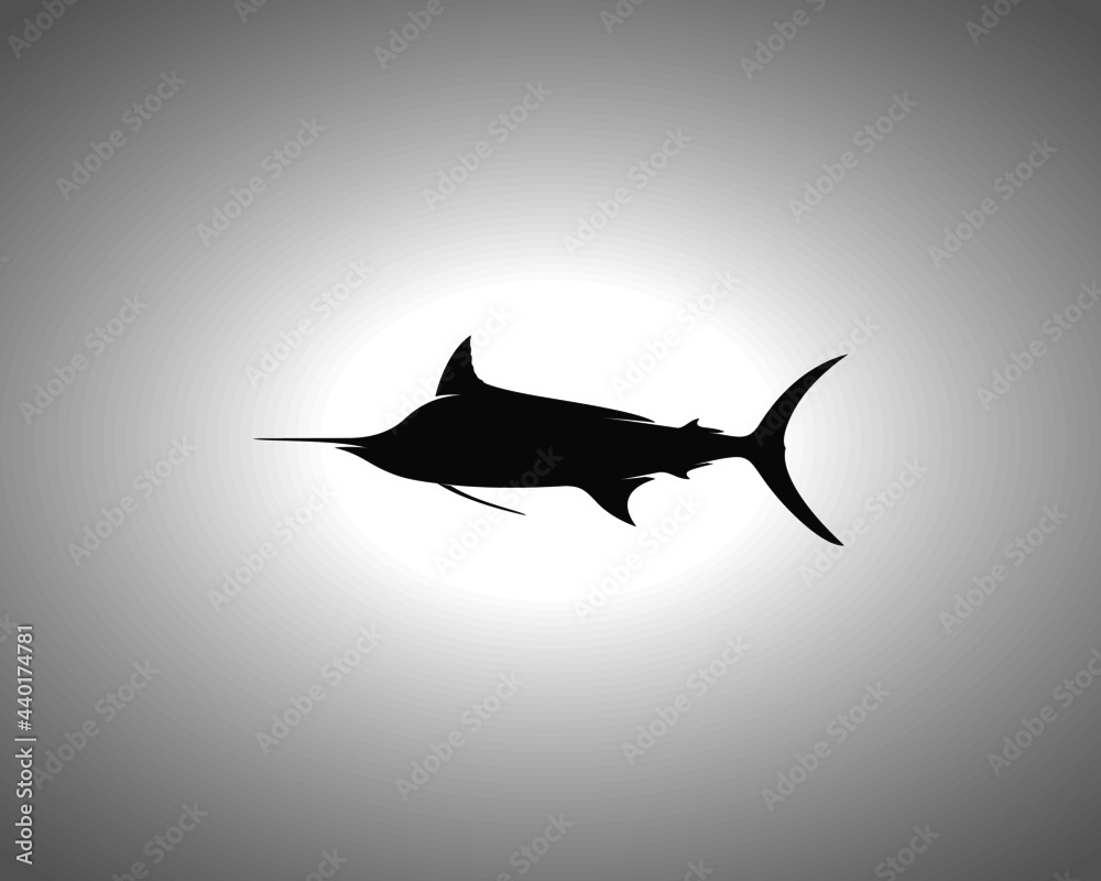 Marlin Silhouette. Isolated Vector Swordfish Animal Template for Logo ...