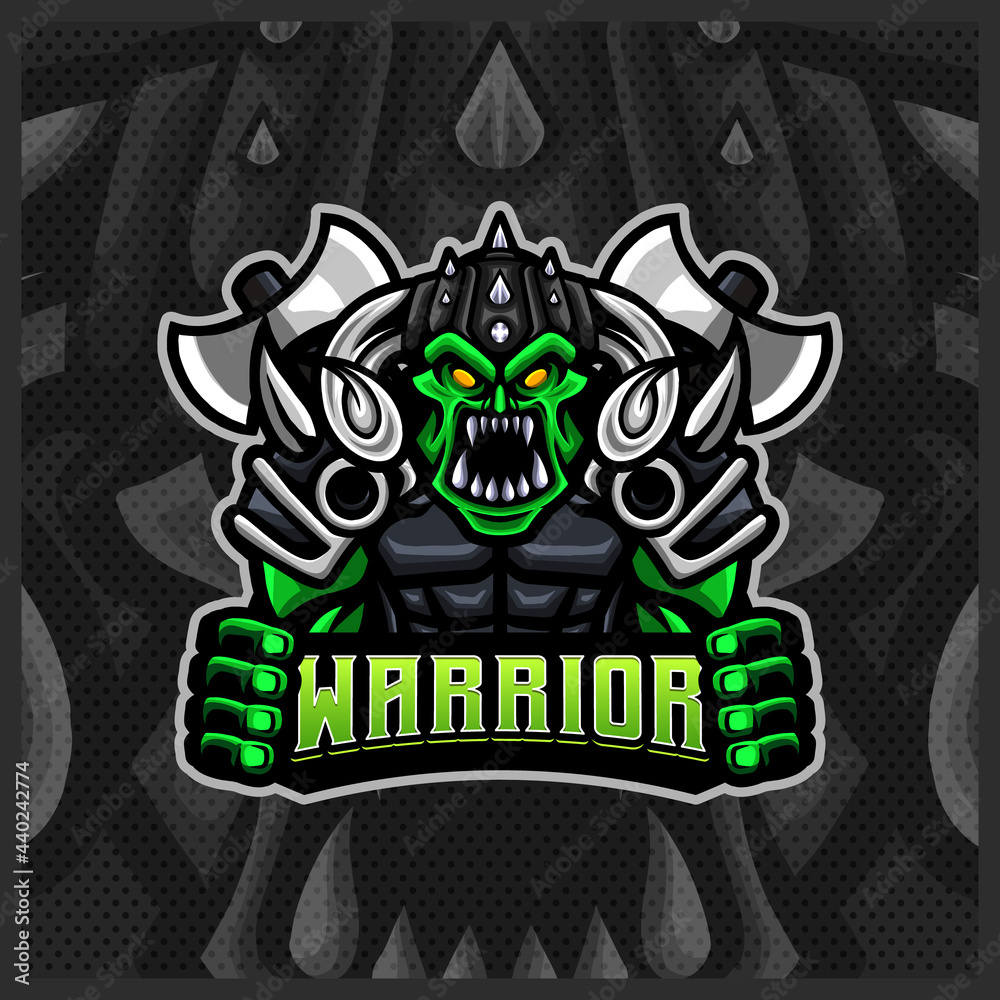 Stock-Vektorgrafik „Orc Viking Gladiator Warrior mascot esport logo ...