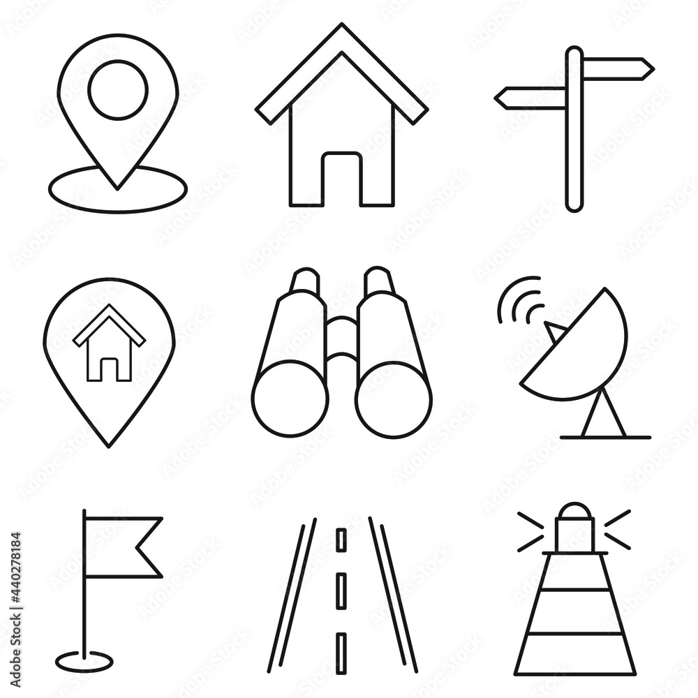 maps and location icon.maps and location set symbol vector elements for ...