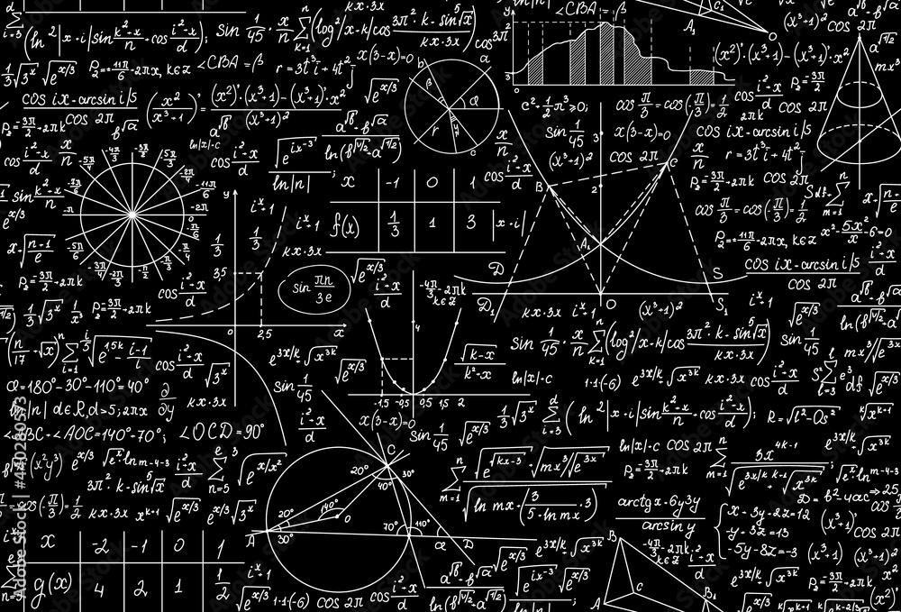 Mathematical vector seamless pattern with handwritten math and physics ...