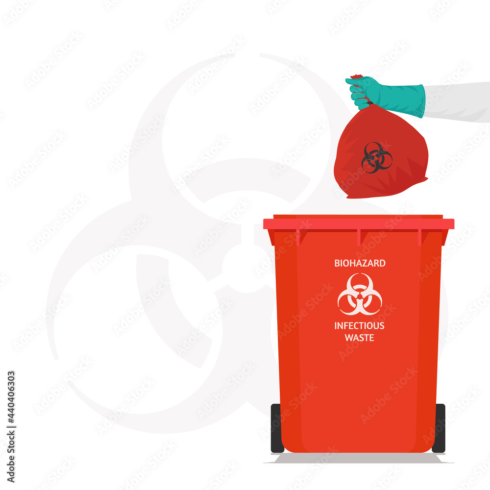 Vector illustration,The cleaning Hospital staff is taking the infected ...