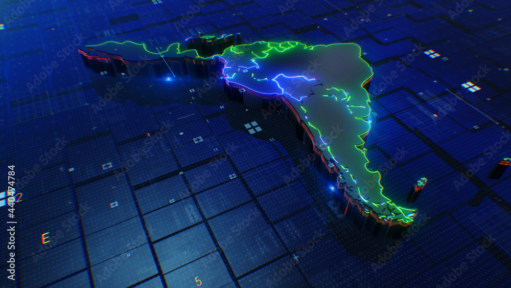 Latin America map digital 4k Stock Photo | Adobe Stock
