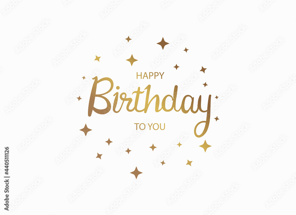 Happy Birthday gold text hand drawn lettering typography isolated on ...