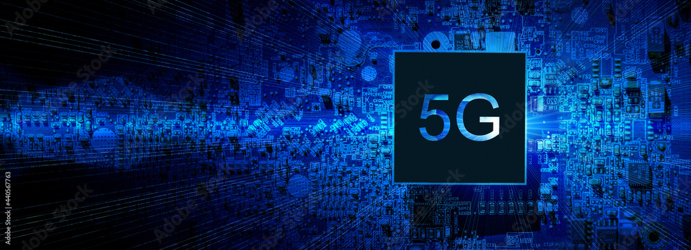 5g network. Wireless network business technology with 5g computer chip ...