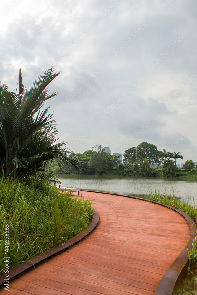 The Rasau Walk in Jurong Lake Gardens. A meandering boardwalk along the ...