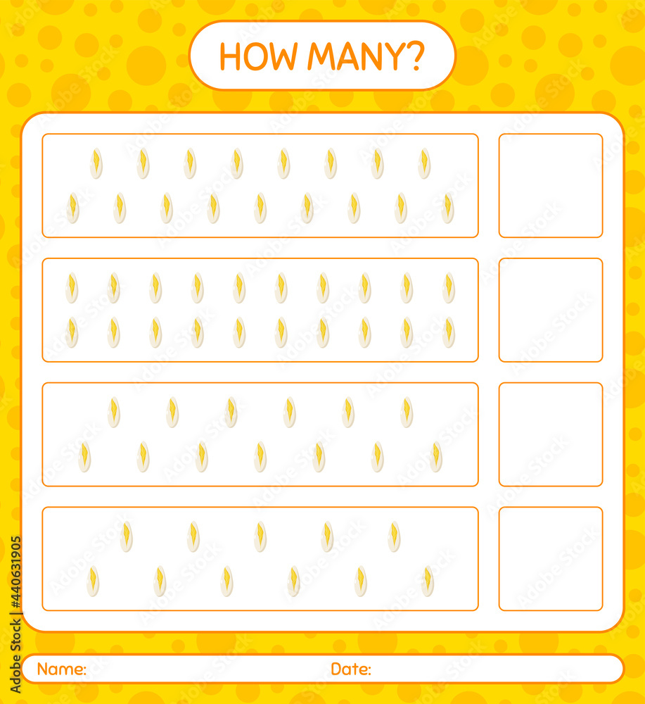 How many counting game with witloof. worksheet for preschool kids, kids ...