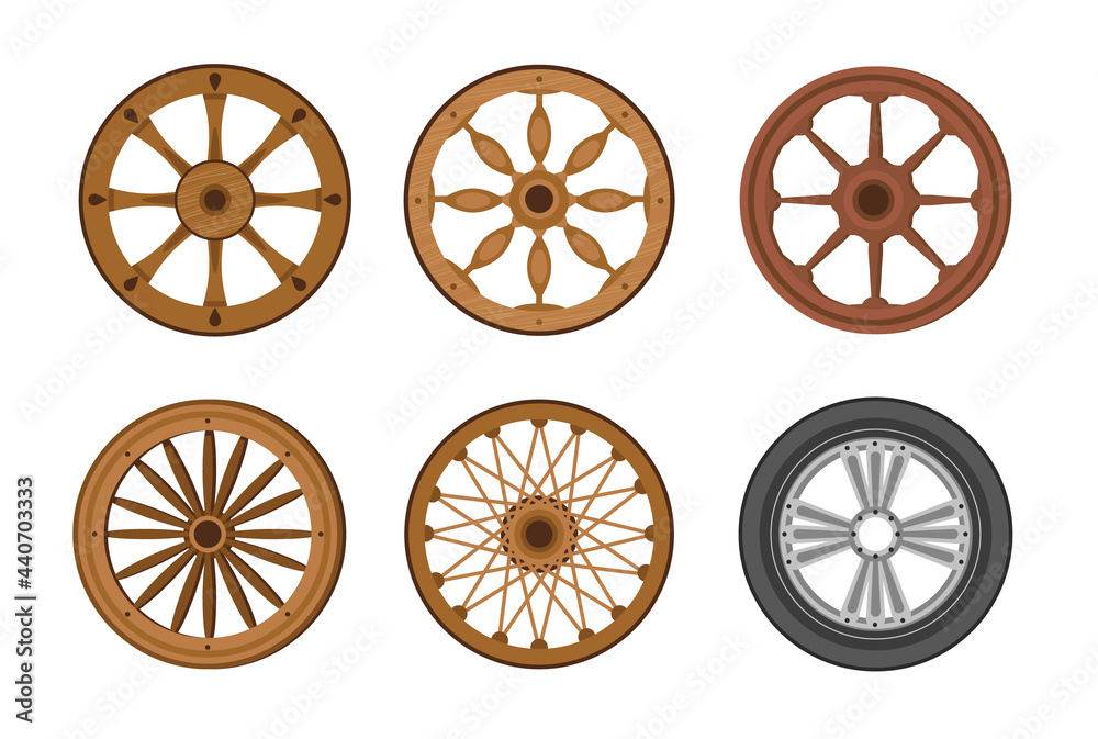 Wheels Evolution from Old Ancient Wooden Ring to Modern Transport Wheel ...