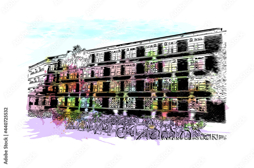 Building view with landmark of Gainesville is a city in northern ...