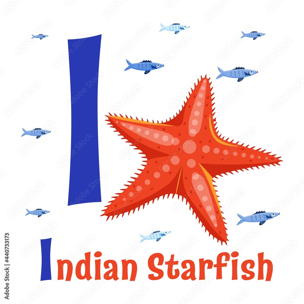 Sea Animals Alphabet. ABC for children. Letter I Stock Vector | Adobe Stock