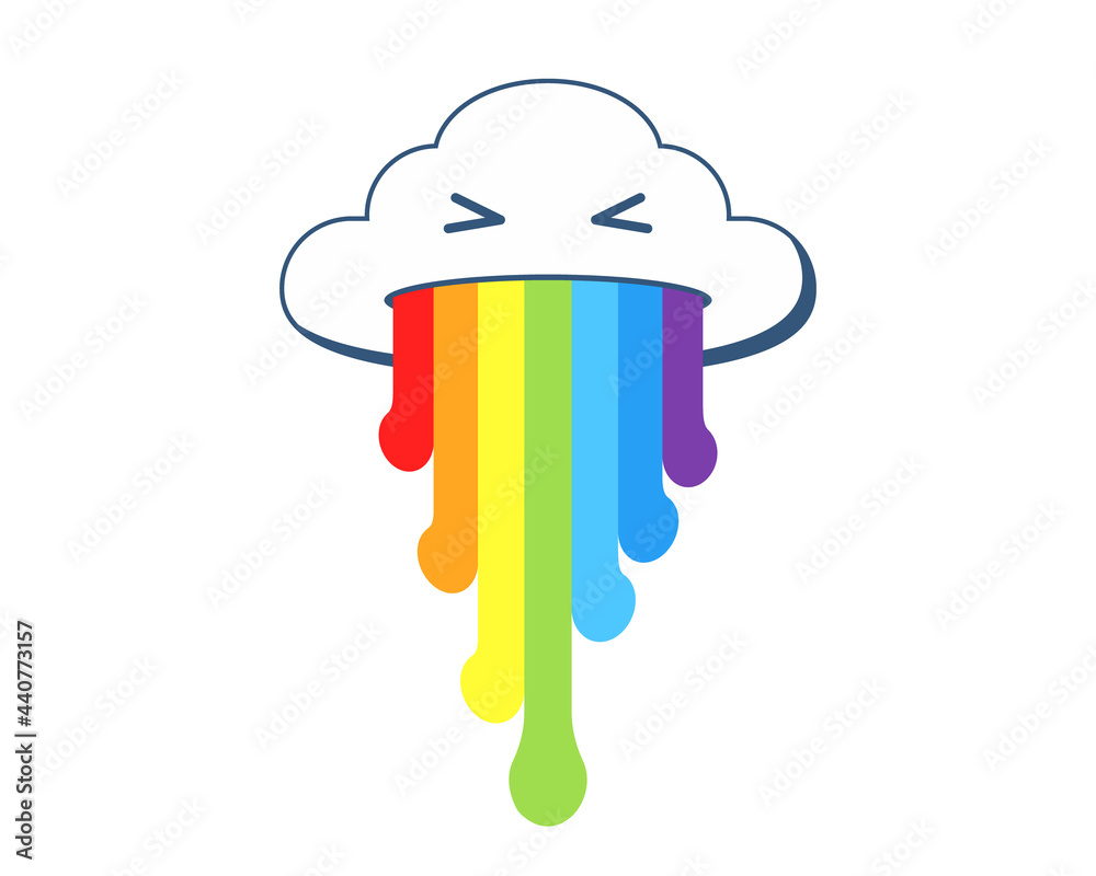 Rainbow vomit cloud emoji icon. Clipart image isolated on white background Stock Vector | Adobe ...