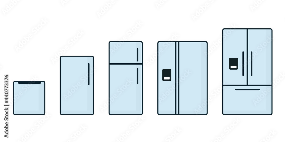 Refrigerator sizes chart filled outline icon. Clipart image isolated on ...