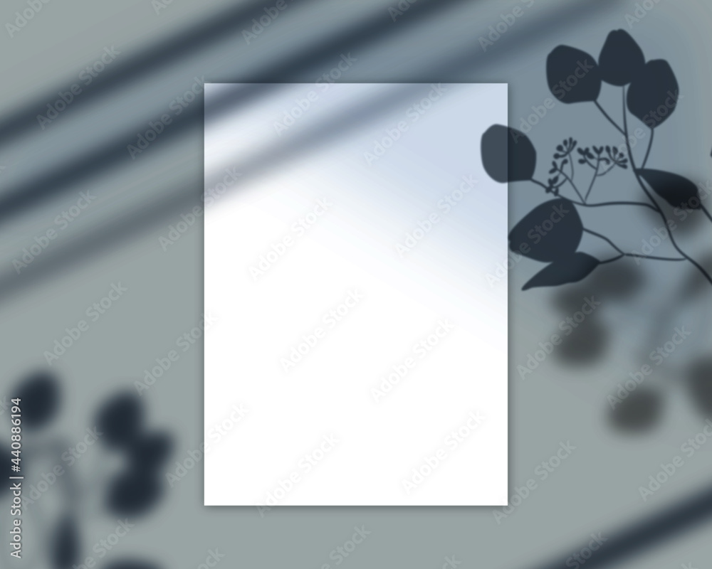 Paper a4 mockup shadow overlay leaves. for preservation flyer , poster ...