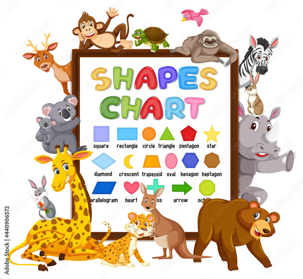 Shapes chart board with wild animals Stock Vector | Adobe Stock