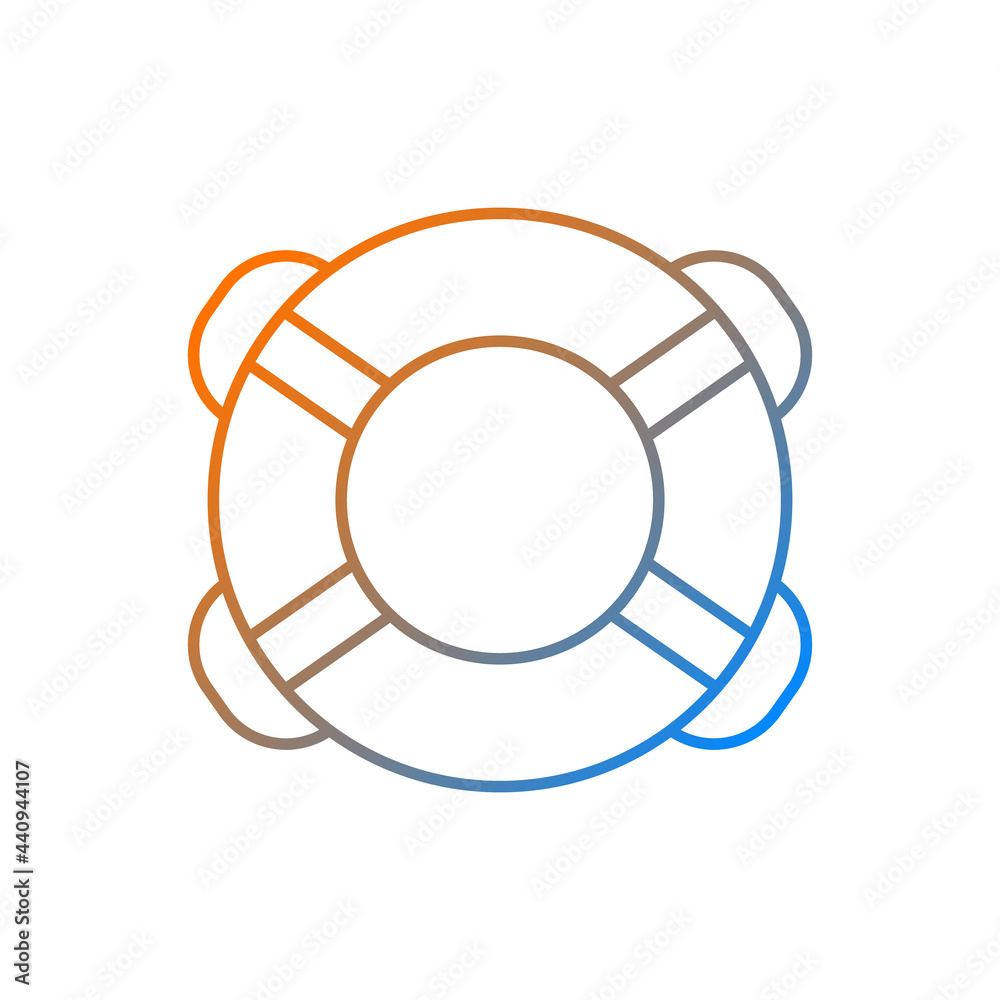 Ring buoy gradient linear vector icon. Life preserver. Round floatation ...