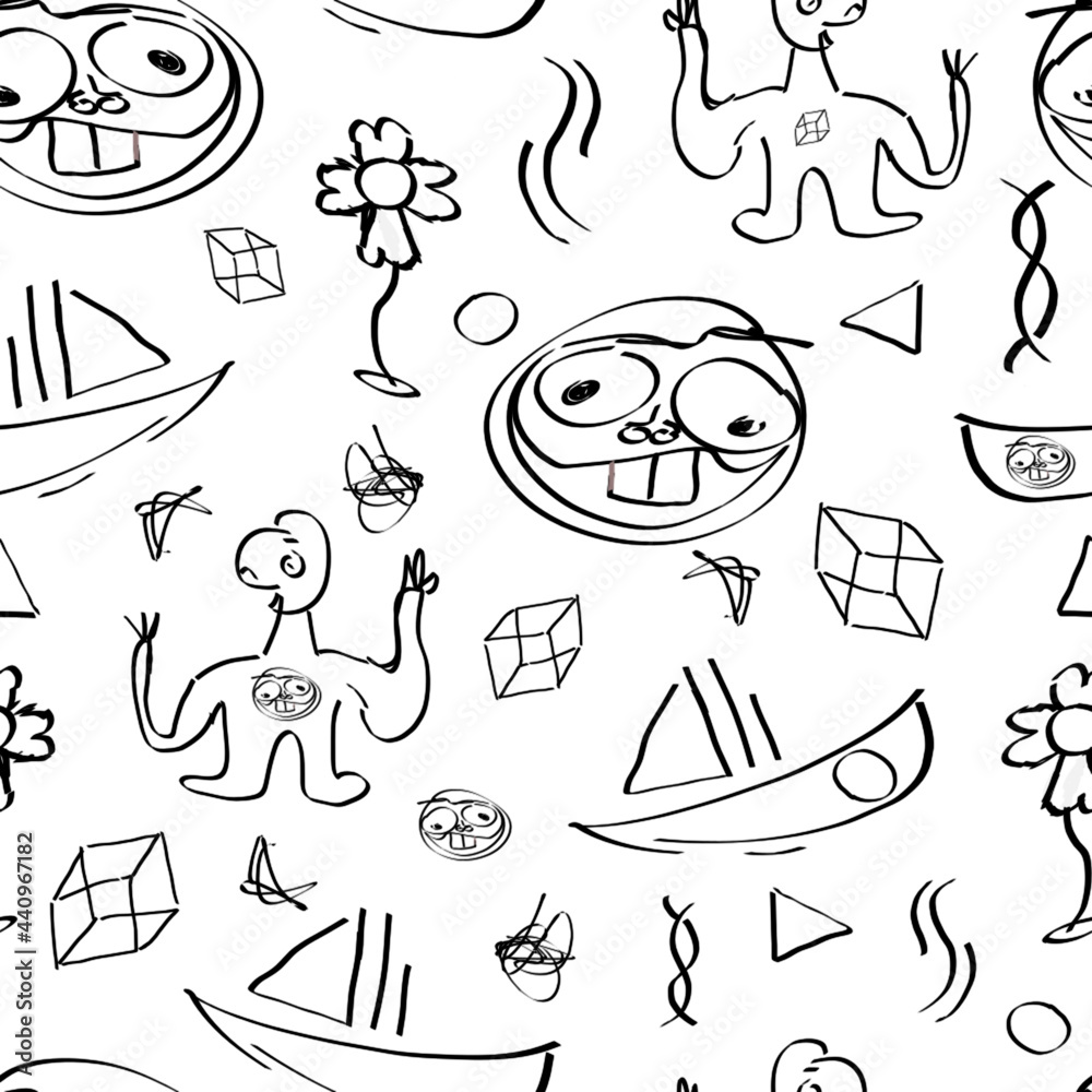 12 year old's doodles fun troll meme seamless pattern Stock Vector ...