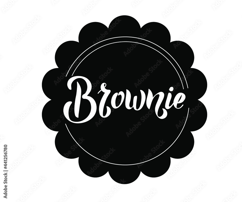 Brownie vector logo. Hand drawn lettering typography. Packaging, print ...