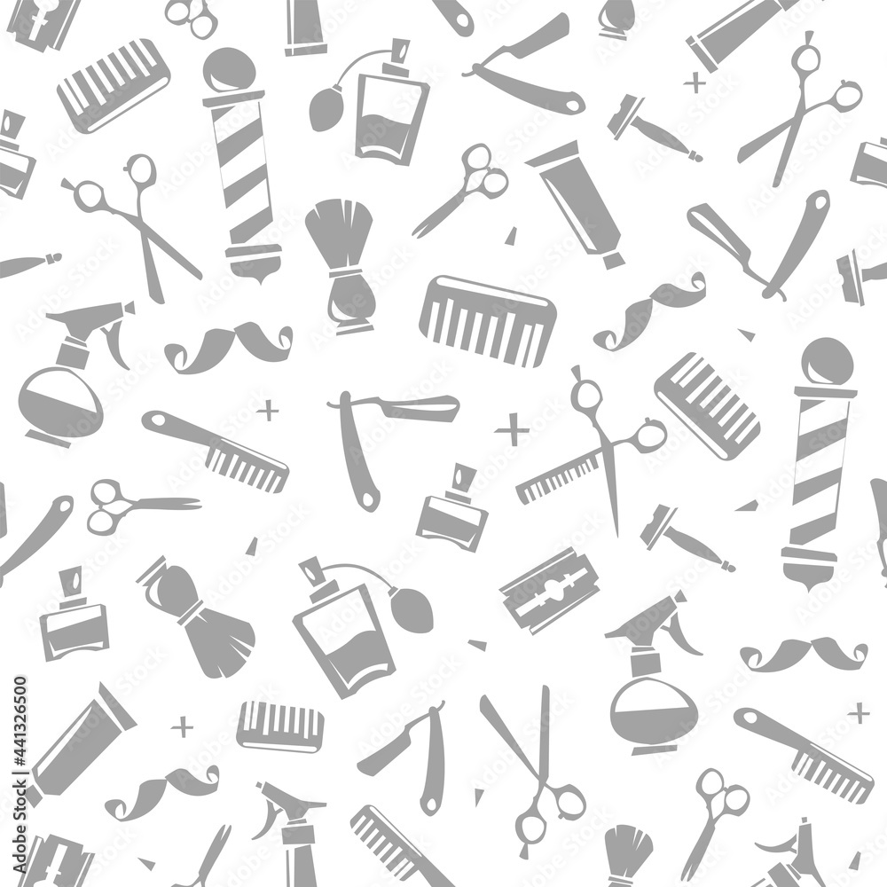 Barber Shop elements seamless pattern endless vector background. Barber ...