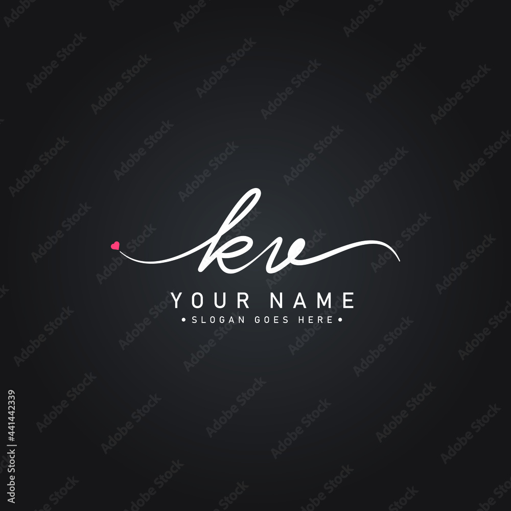 Initial Letter KV Logo - Handwritten Signature Logo Stock Vector ...