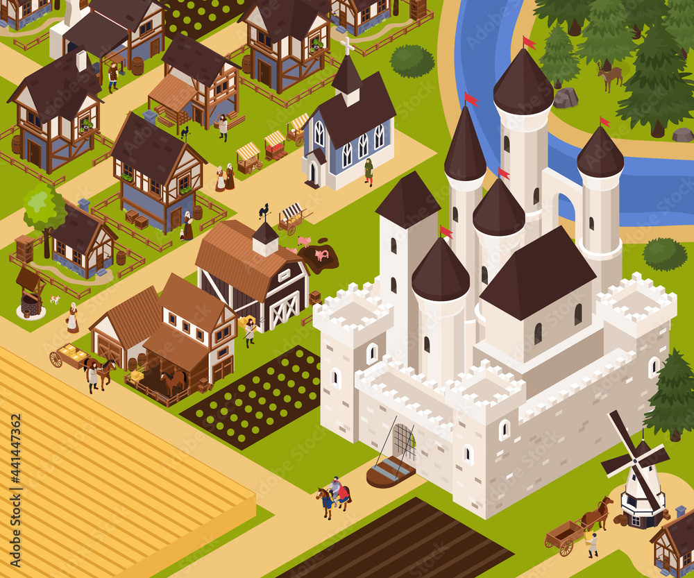 Medieval Architecture Background Stock Vector | Adobe Stock