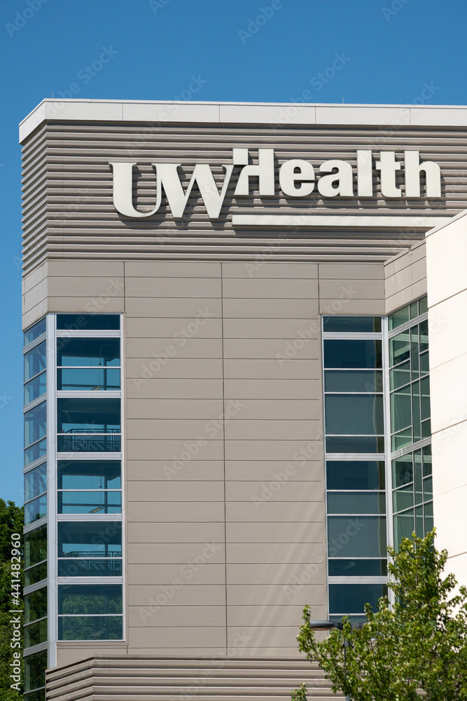 UW Health University Hospital Exterior and Trademark Logo Stock Photo ...
