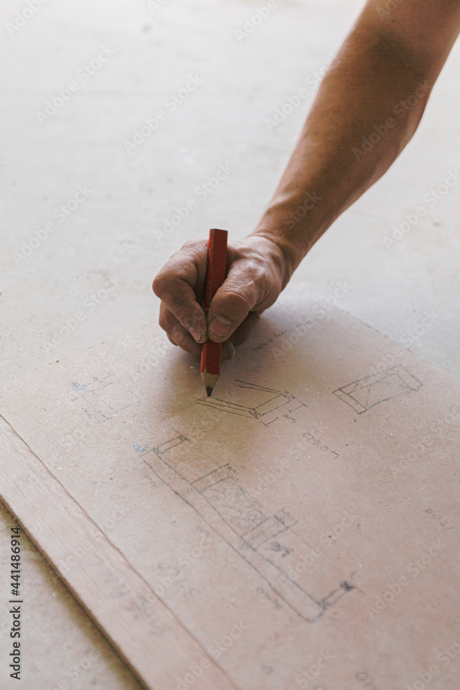 Freehand drawing at construction site Stock Photo | Adobe Stock