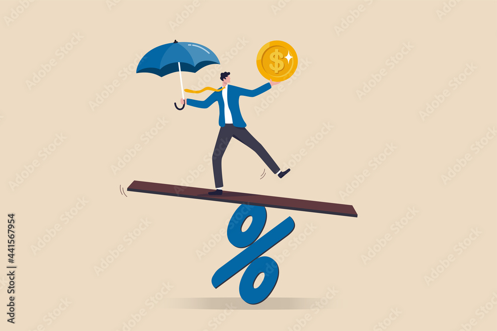 Central bank money policy for inflation or interest rate, balance ...