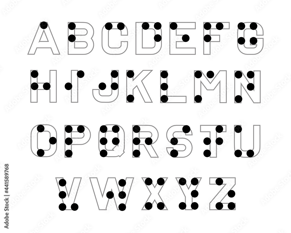Braille alphabet. English version of Braille alphabet. Abc for vision ...