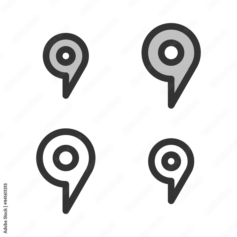 Pixel-perfect linear icon of location pin built on two base grids of 32 ...