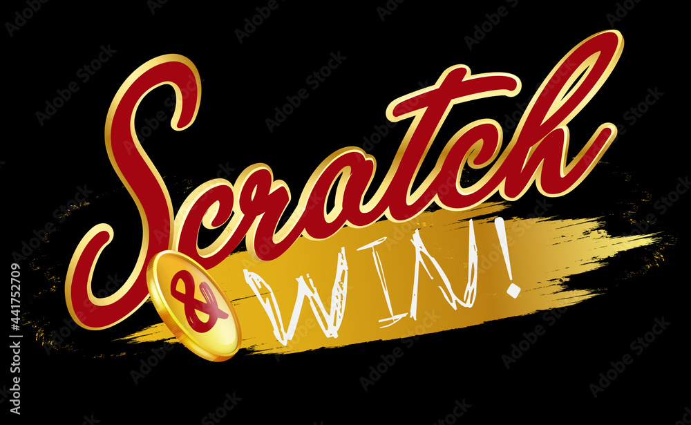 Scratch and win logo for scratch tickets. Stock Vector | Adobe Stock