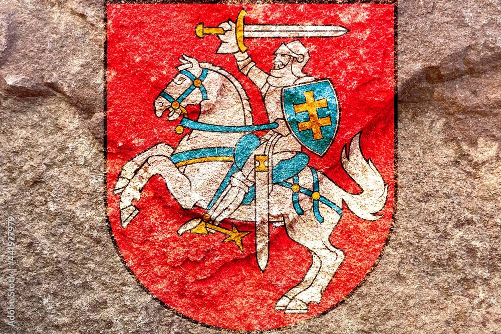 Foto Faded Lithuania national emblem symbol, Coat of arms of Lithuania ...