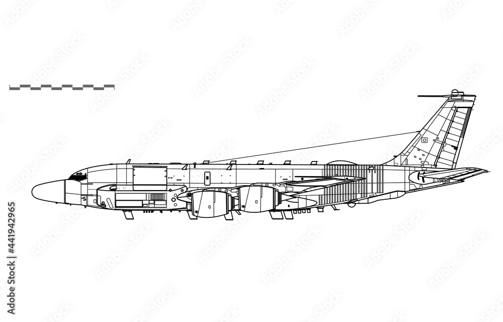 Boeing RC-135W Rivet Joint. Vector drawing of reconnaissance aircraft ...