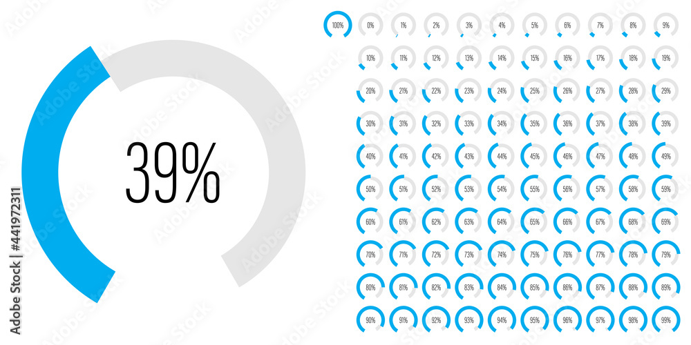Set of circular sector arc percentage diagrams meters progress bar from ...