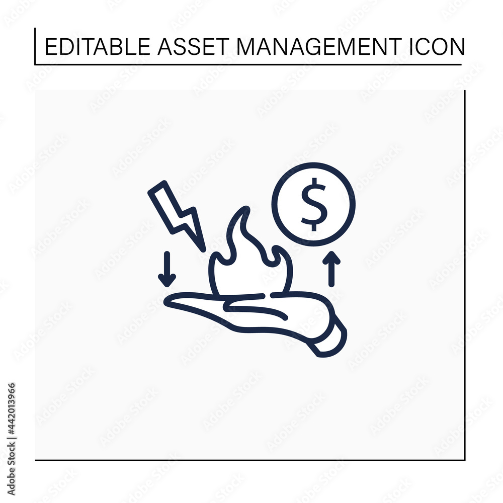 Risk management line icon. Identification, evaluation and risk ...
