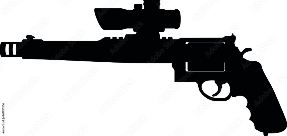 500 Revolver .500 Drum Revolver with Red Dot reflector sight. Detailed ...