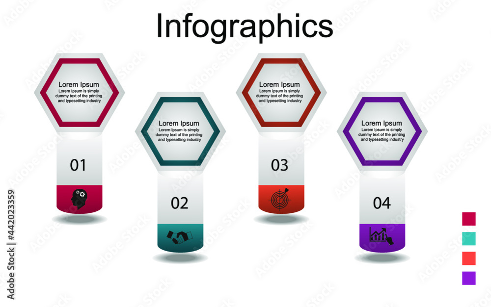 Business data visualization, infographics. Scheme of process elements ...