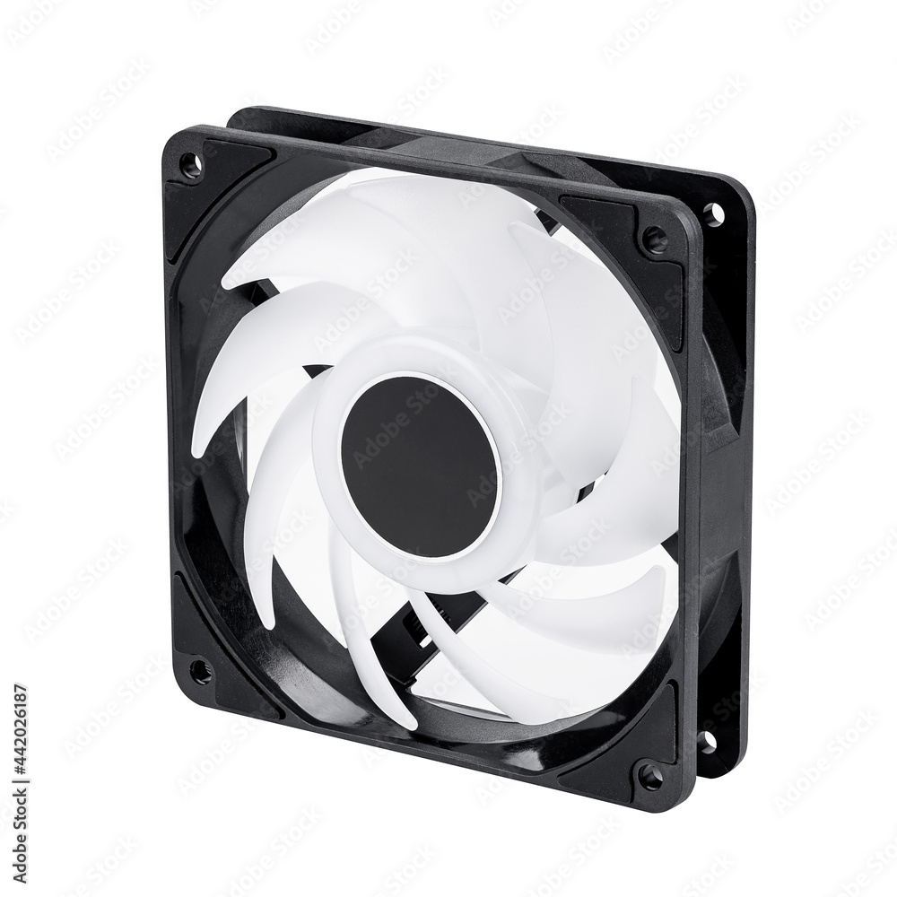 pc fan 120 mm unit with white drgb wings isolated on white background ...