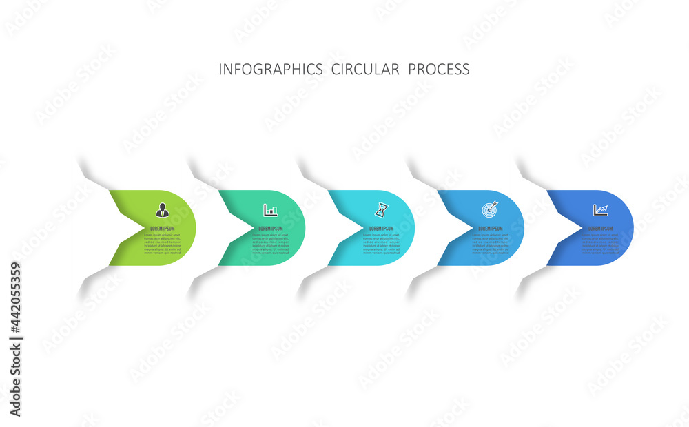 Vector infographic template with 3D paper label, integrated circles ...